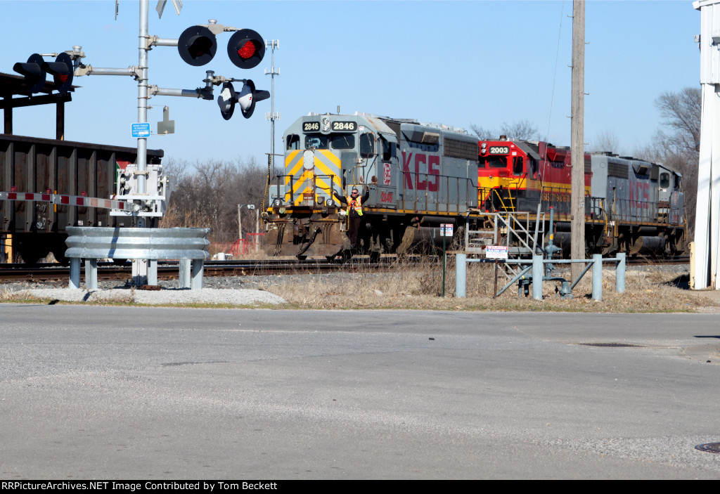 Backing onto the train